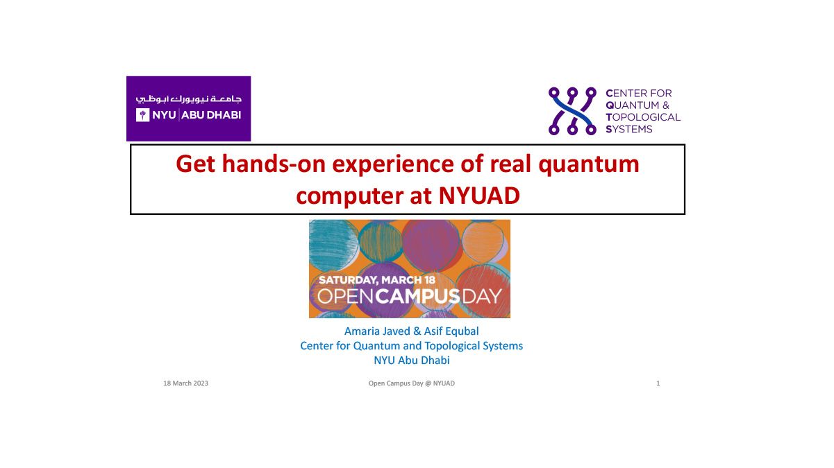 Center for Quantum and Topological Systems - NYU Abu Dhabi